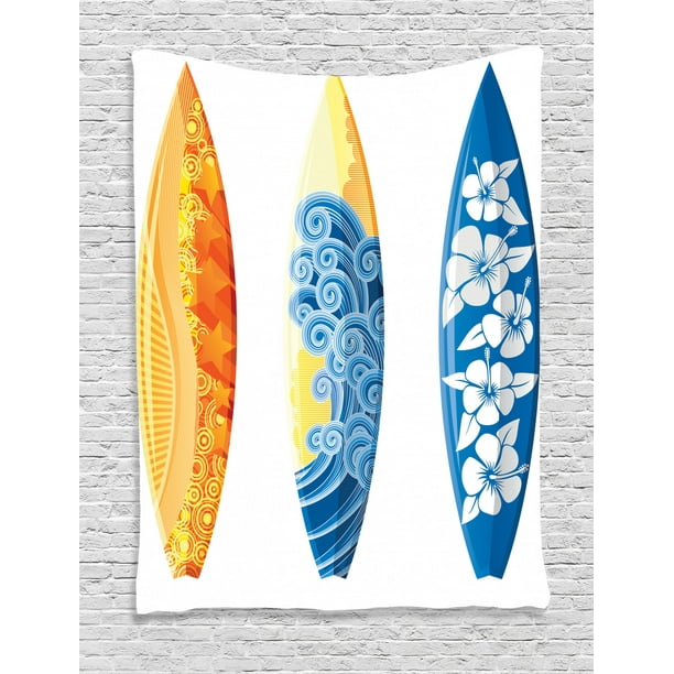 Surf Decor Wall Hanging Tapestry, Ornate Colorful Surfboards Vocation ...