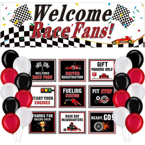 Race Car Party Decoration Kit of 40 Pieces, Large Racing Cutouts Signs ...