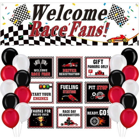 Race Car Party Decoration Kit of 40 Pieces, Large Racing Cutouts Signs ...