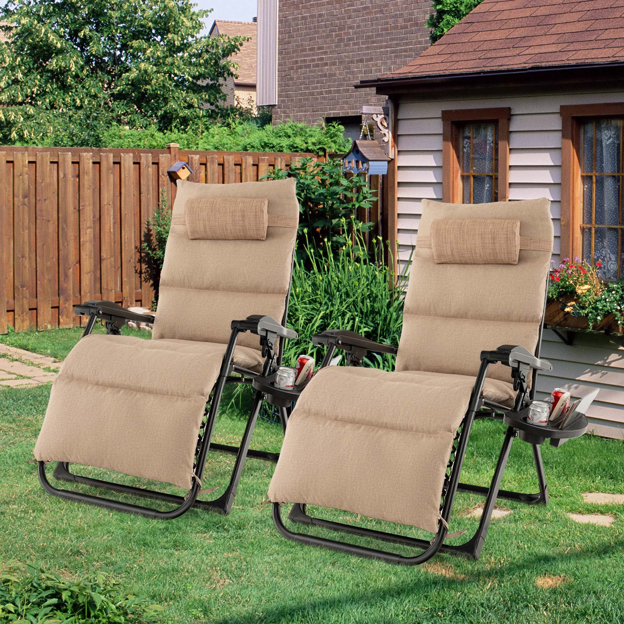 Click here for Costway 2pcs Patio Zero Gravity Lounge Chair Cushi... prices