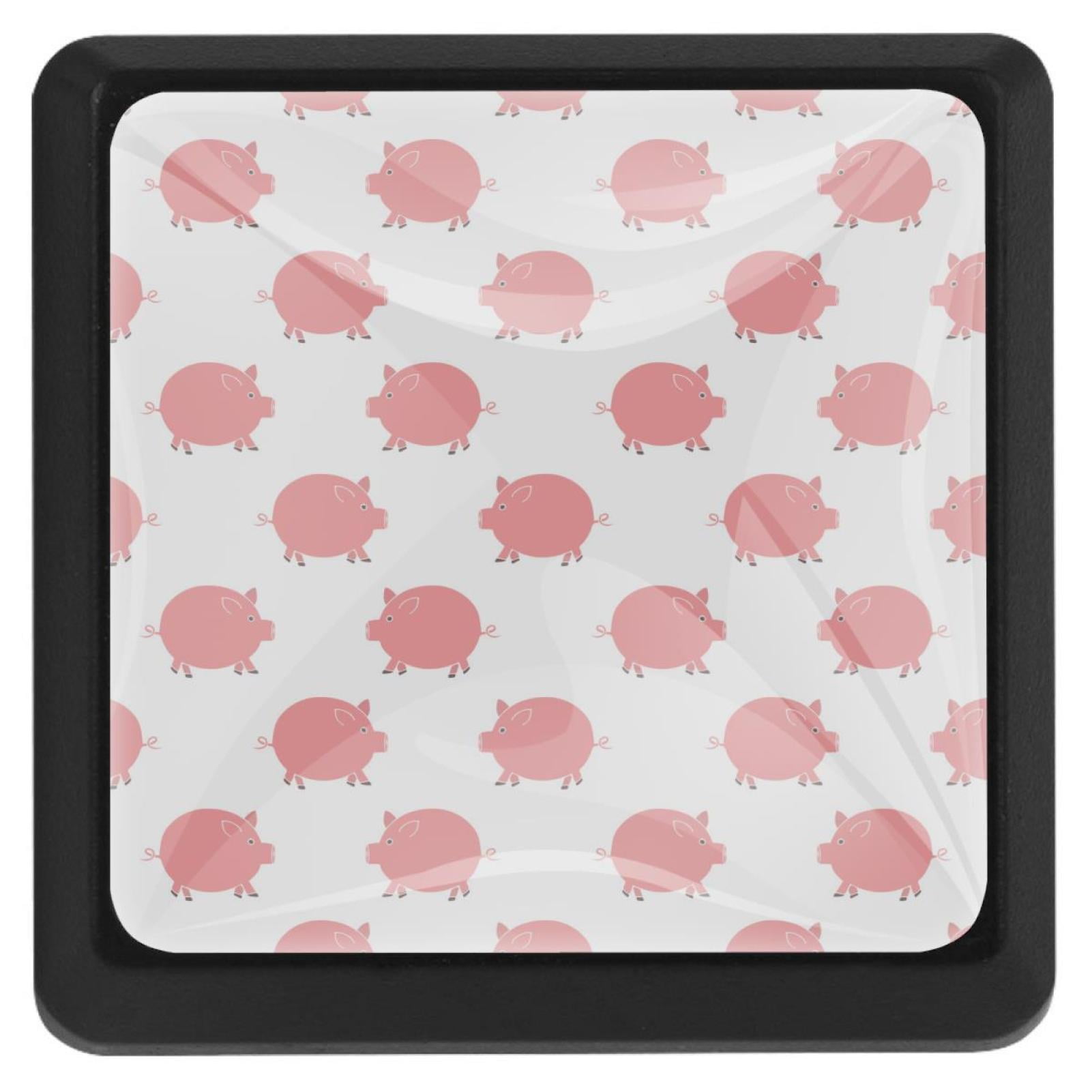 3 Pack Cute Mini Pink Pig Square Cabinet Door Knobs Decor for Cupboard ...