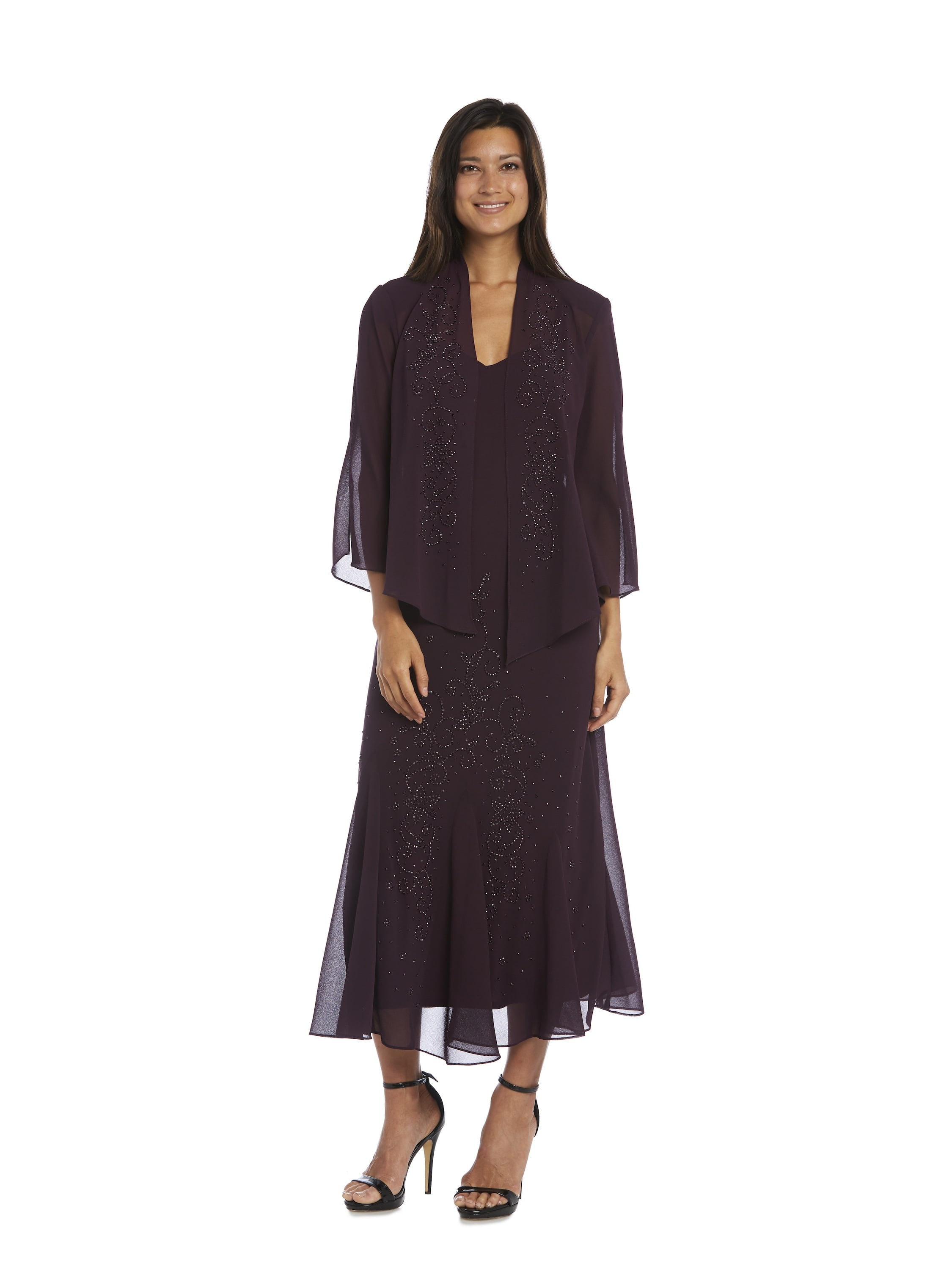 RM Richards Womens Beaded Chiffon Jacket Dress - Walmart.com