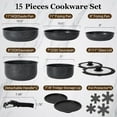 15Pcs Pots and Pans Set Non Stick, Cookware Sets with Detachable Handle ...