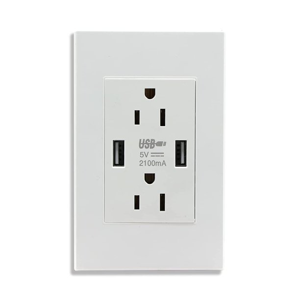 BSEED USB Charger Wall Outlet,2.1A Dual USB Ports Wall Charger Outlet ...