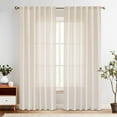 Curtainking 96-inch Beige Linen Farmhouse Curtains, Light Filtering ...