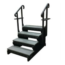 Confer Plastics 36” 3 Signature Spa Step with Curved Handrails, Gray ...