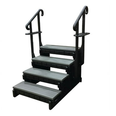 Confer Plastics 36” 3 Signature Spa Step with Curved Handrails, Gray ...