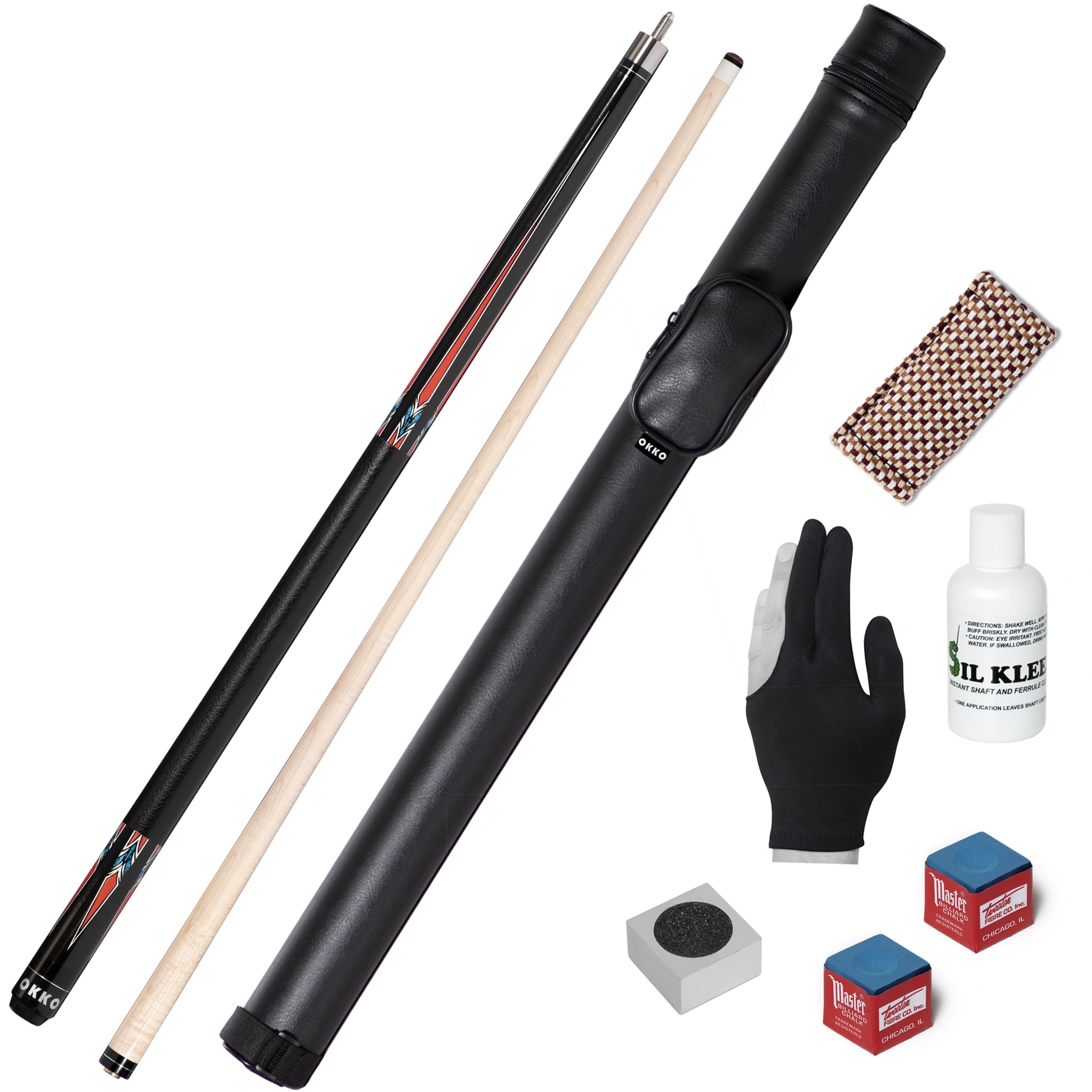 OKKO B-3 Pool Billiard Cue Stick 58”, 13 mm Tip, w/Canadian Maple Shaft ...