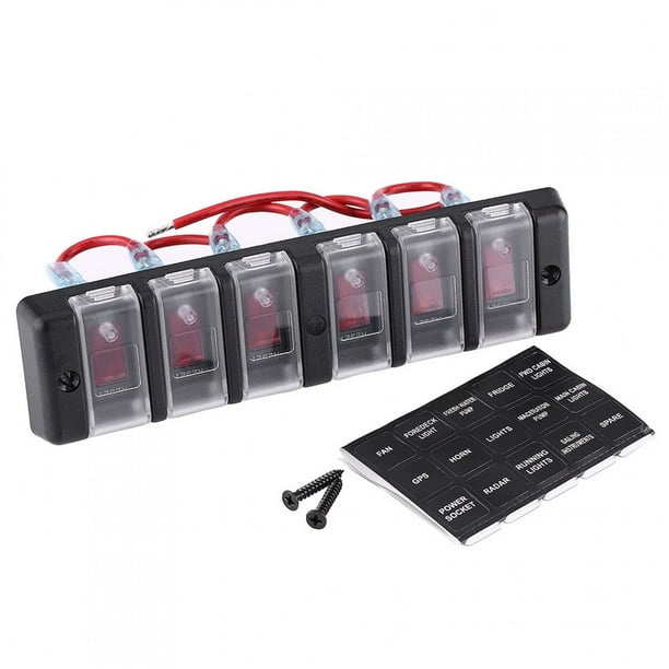 Gang Switch Panel,6 Gang 12V Waterproof Switch Panel Rocker Switch ...