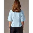 Blue Womens Half Sleeve Cotton Peplum Top With Round Neckline And ...