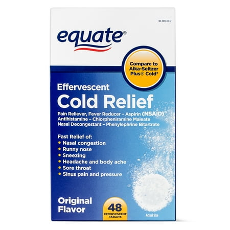 Equate Effervescent Cold Relief Tablets, 325 mg, 48 Count - Walmart.com
