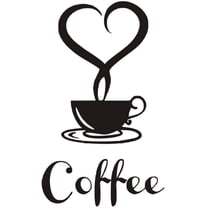 Coffee Wall Decal Sticker - Heart Coffee Cup Design, Minimalist Kitchen ...
