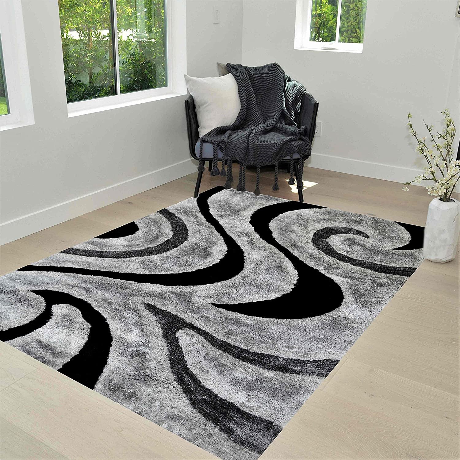 HR HANDCRAFT RUGS, Gray shag Rug 5X7 for Living Room Decor 2021 Rug ...