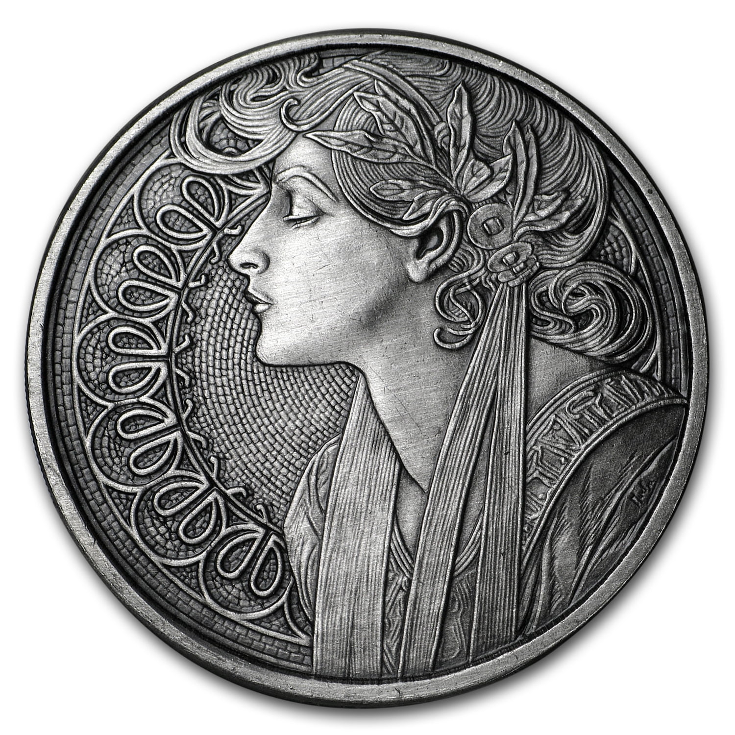 1 oz Silver Antique Round - Mucha Series (Laurel) - Walmart.com
