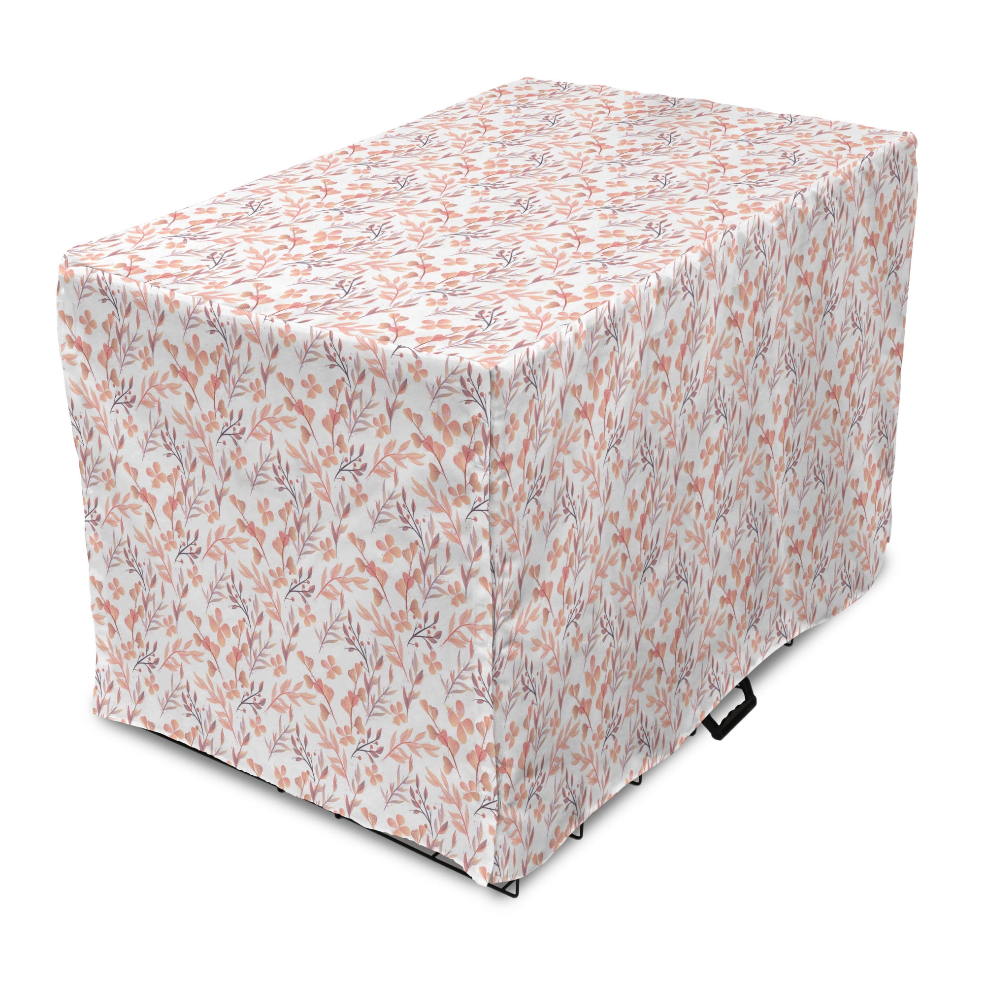 Floral Dog Crate Cover, Peachy Feminine Theme Retro Flower Naive ...