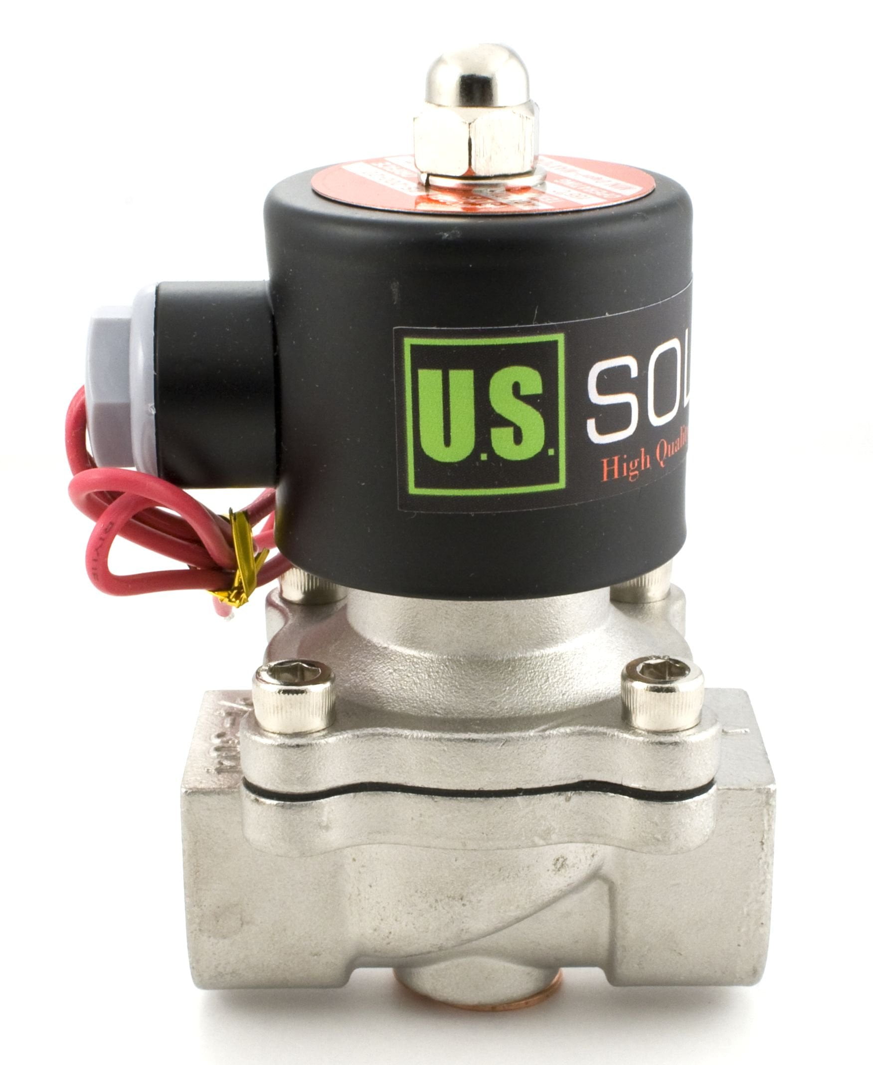 U.S. Solid 3/4" NPT Stainless Steel Electric Solenoid Valve DC 12V VITON Semi-Direct Normally ...