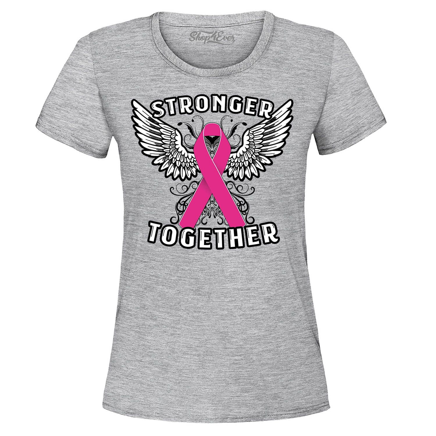 Shop4ever Womens Stronger Together Breast Cancer Awareness Graphic T