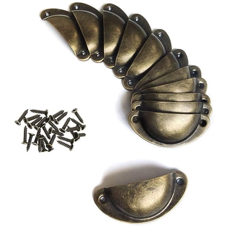 SUZH 12 Pcs Brass Vintage Shell Handle,Retro Shell Handle For Cabinet ...