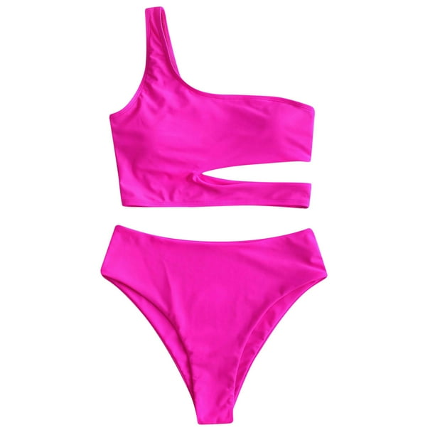 Sksloeg Womens Sexy Cutout One Shoulder Bikini Underwire Padded