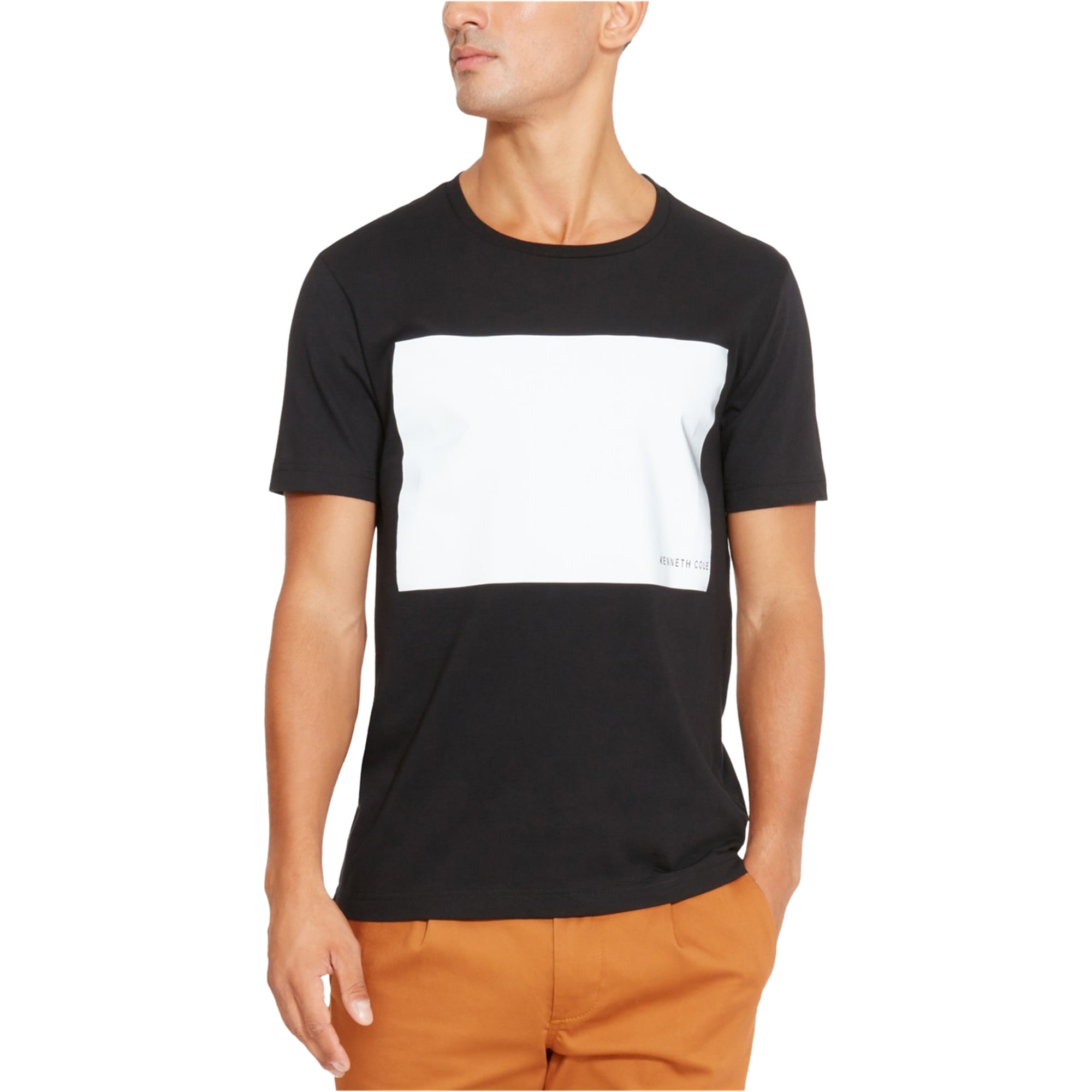 Kenneth Cole Block Logo-Print Graphic Camiseta para Hombre, Negro, X ...