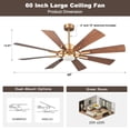 60 Inch Industrial Ceiling Fan with LED Light and Remote, Ideal for ...