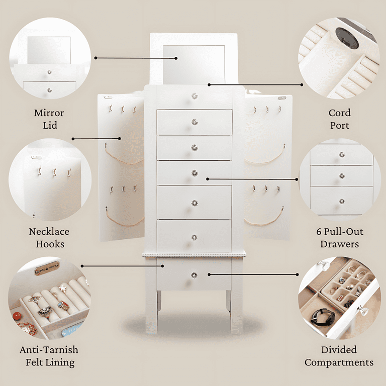 Hives Honey Crystal Standing Jewelry Armoire White Walmart