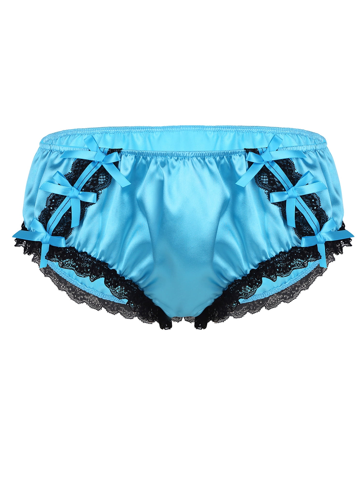 Iefiel Mens Soft Satin Ruffled Frilly Silky Sissy Thong Briefs Feminine