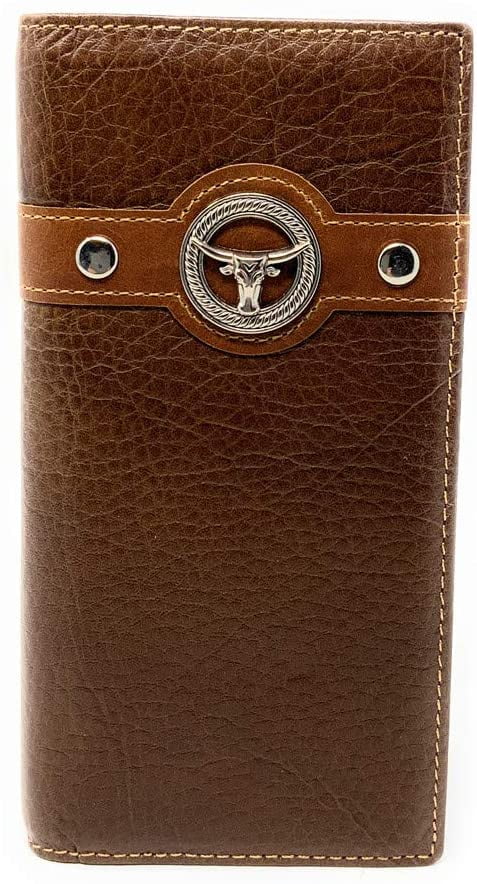 Texas Western Men's RFID Genuine Leather Longhorn Bifold Long Wallet in ...