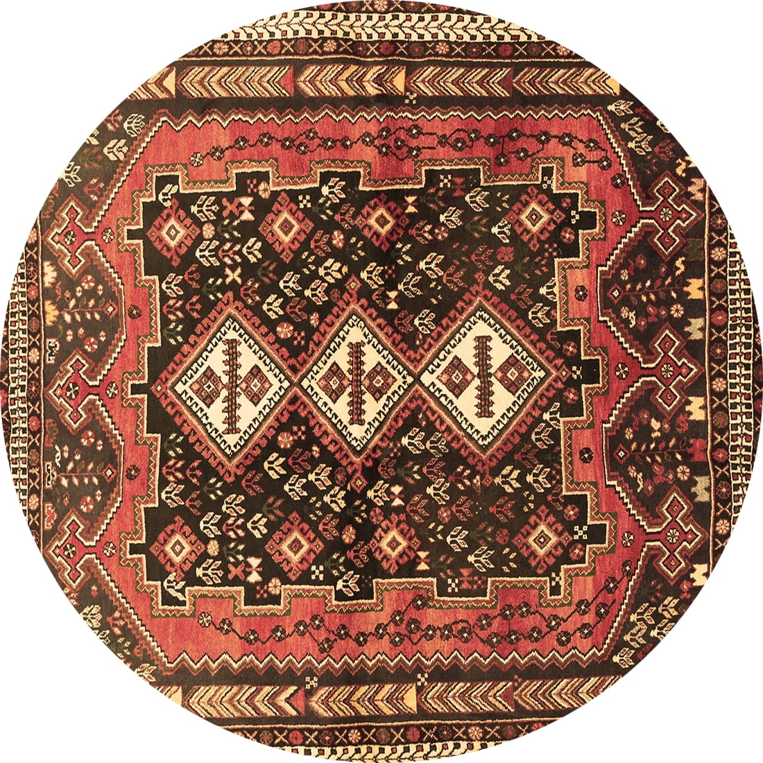 Ahgly Company Indoor Round Persian Brown Traditional Area Rugs, 5 ...