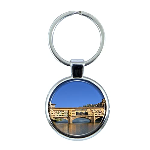 Florence Ponte Vecchio Keychain with Epoxy Dome and Metal Keyring ...