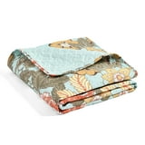 Lush Decor Sydney Floral Cotton Reversible Throw, 60x50, Green/Blue ...