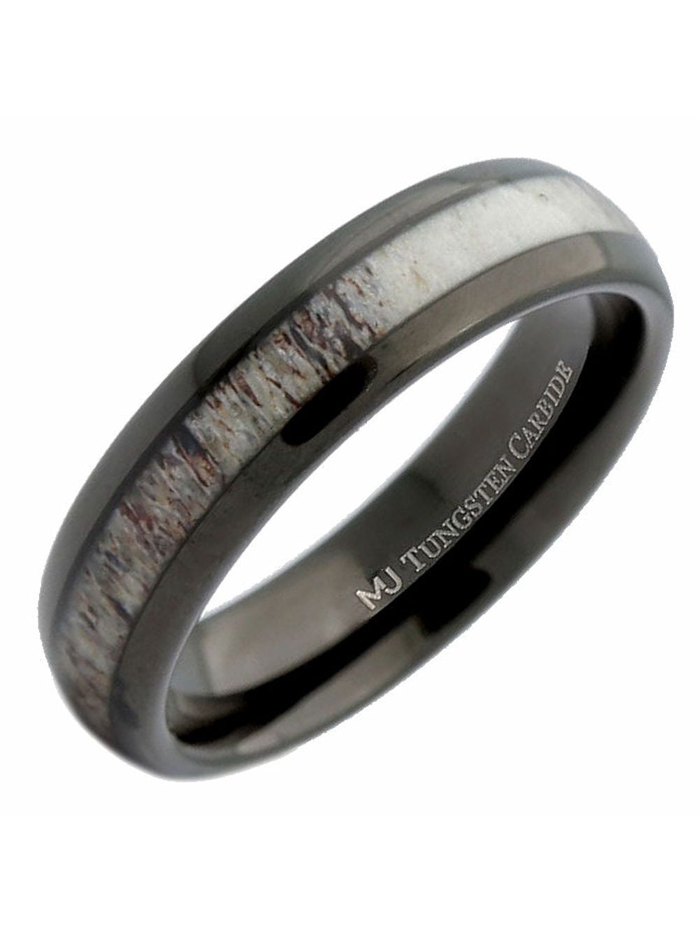 6mm Deer Antler Inlay Black Tungsten Carbide Ring - Walmart.com