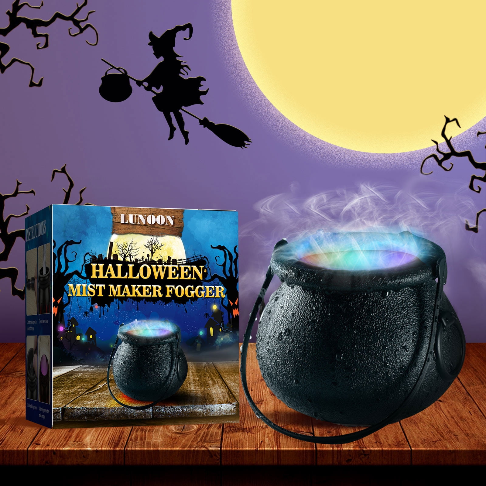 Feltree Halloween LED Mist Maker Fogger Decoration Clearance Witch ...