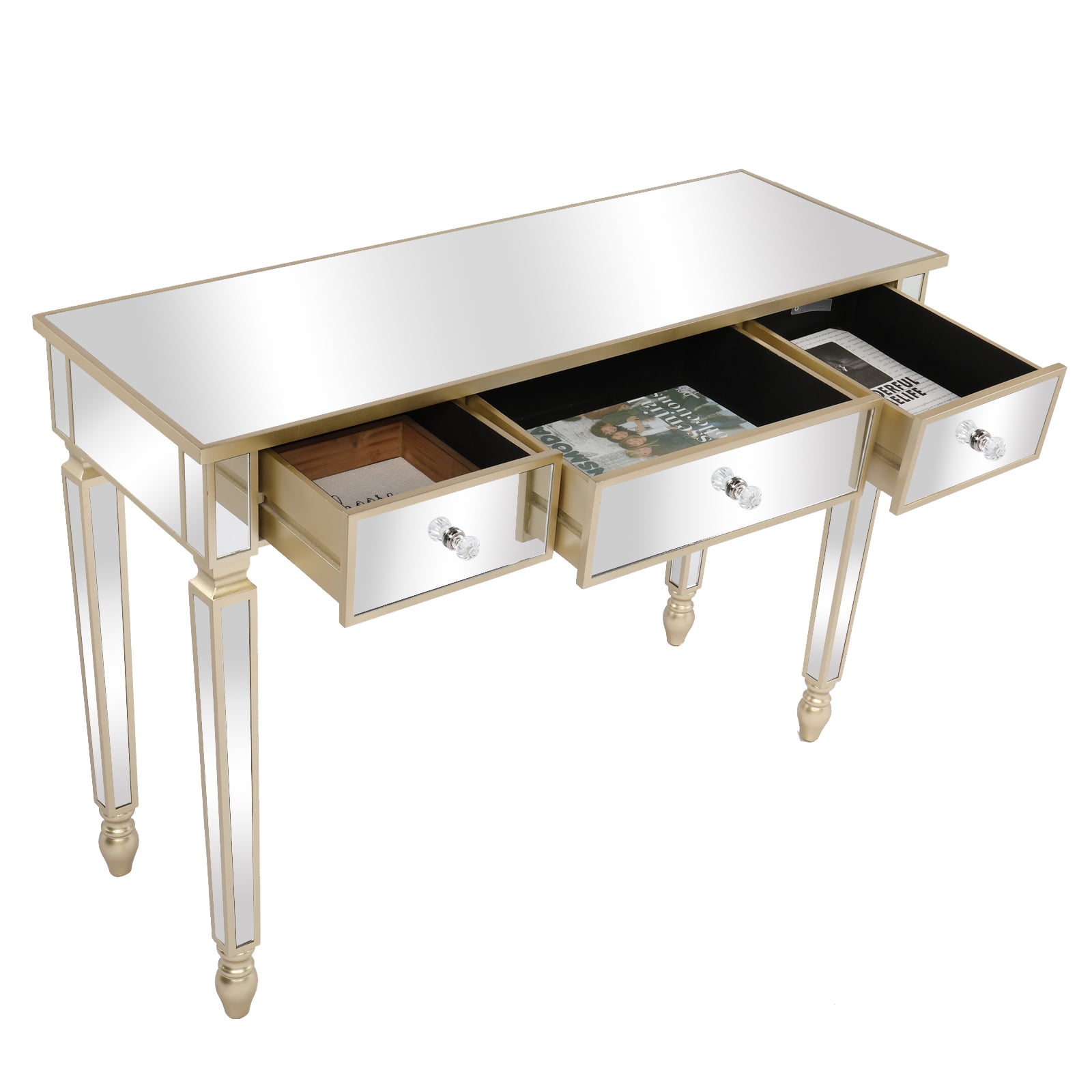 IVV 3-Drawers Mirrored Computer Desk Dressing Table Australia | Ubuy