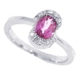0.75 ct.t.w.Oval Shaped Genuine Pink Topaz and Diamond Ring 14Kt White ...