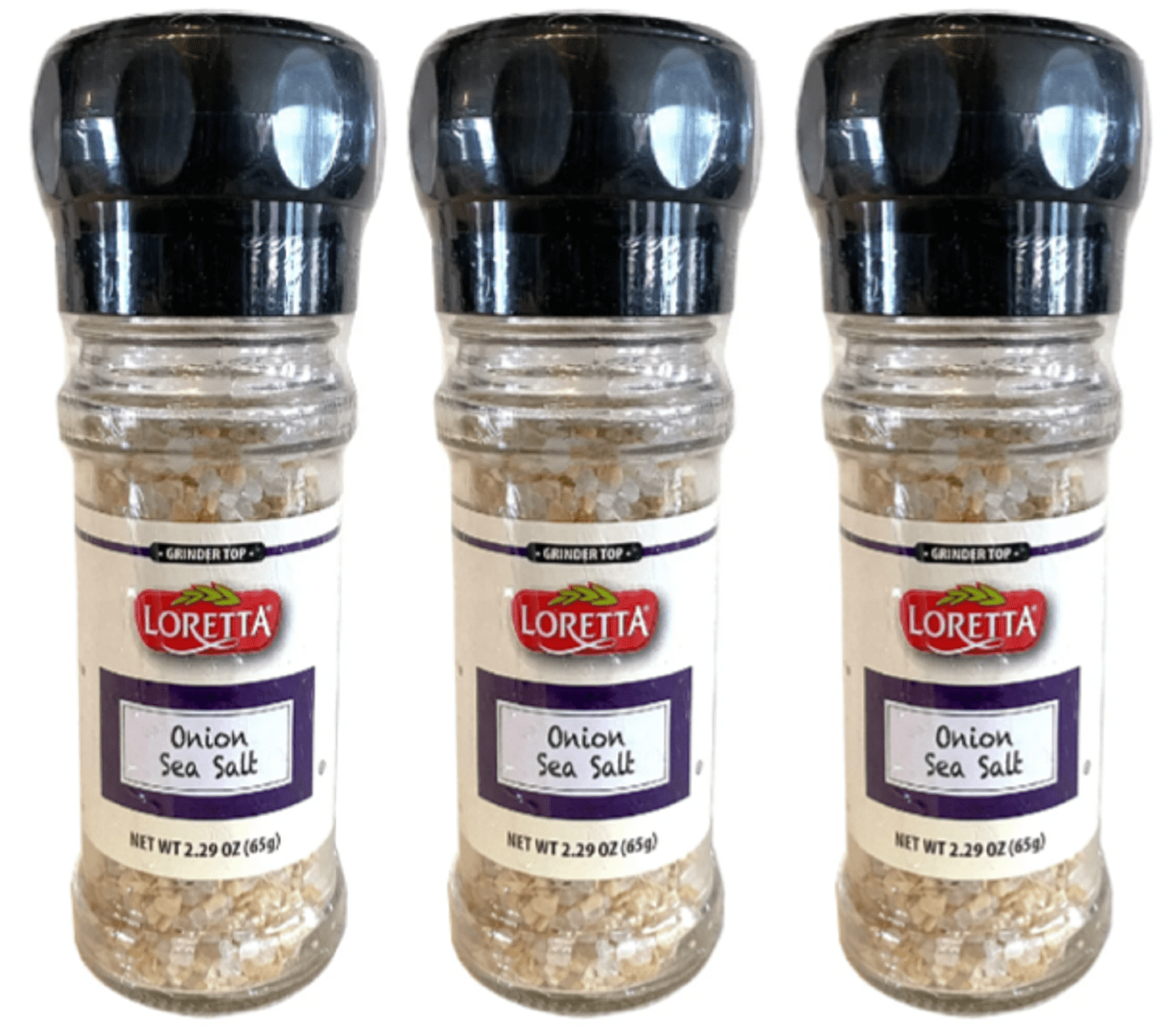 Loretta Onion Sea Salt Seasoning with Grinder Top 2.29oz Pack of 3 ...