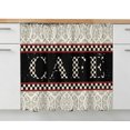 CAFE Cabinet Curtains 28" W x 35" L Traditional Ethic Flowers Black ...