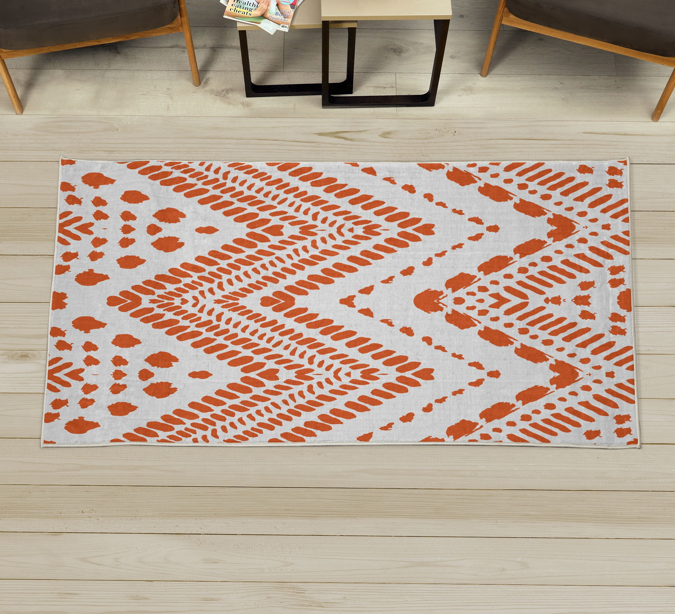 Chevron Decorative Rug, Hand Drawn Aztec Pattern Primitive Clan Motif ...