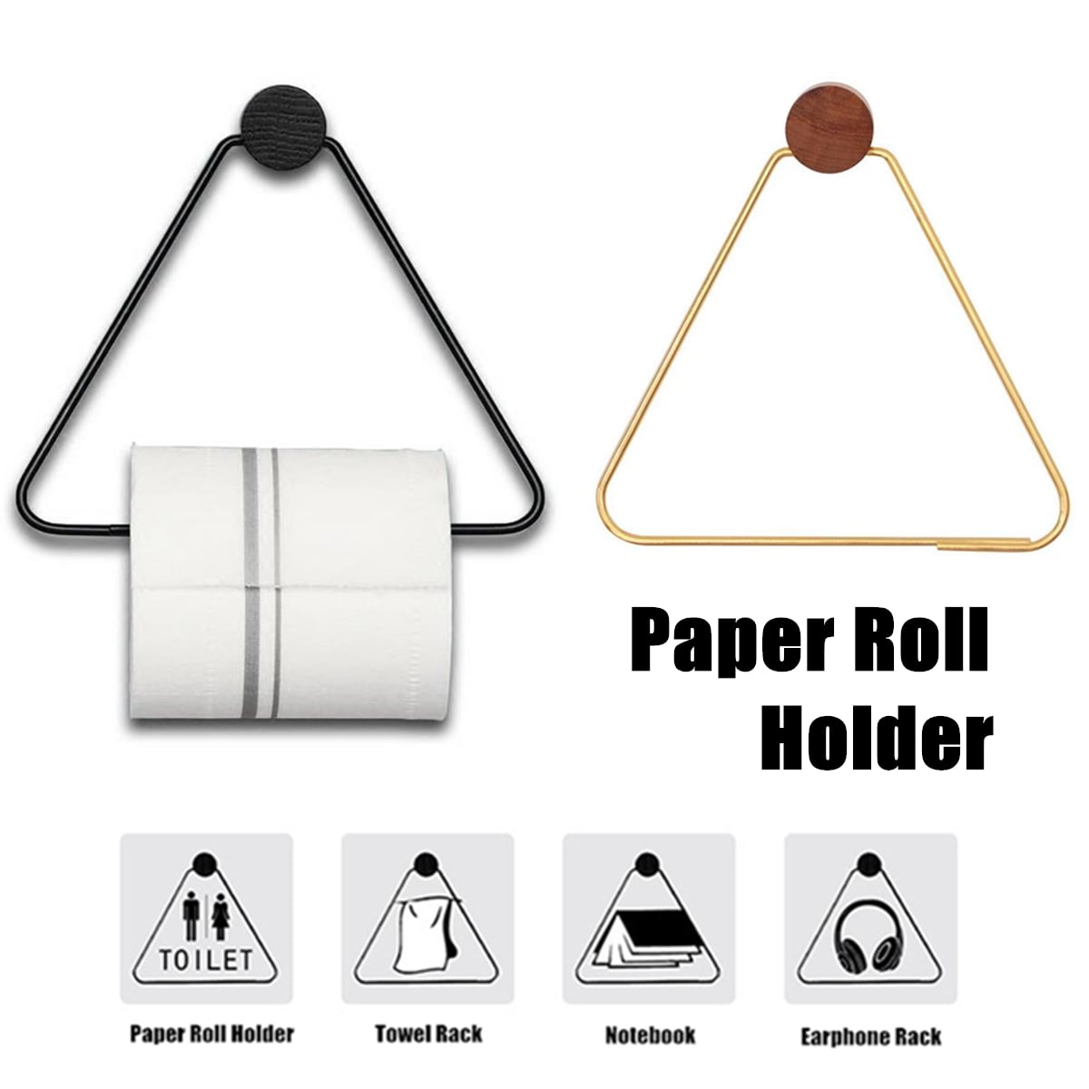 Toilet Paper Holder, Triangle Roll Holder Paper Towel Holder Wooden ...