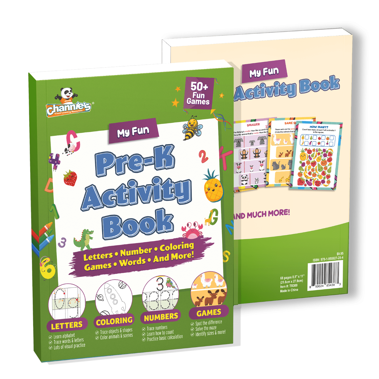 Channie's Pre-K Activity Book, Preschool Workbook with Fun Educational ...