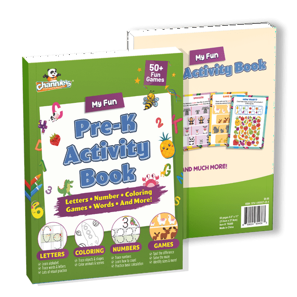 Channie's Pre-K Activity Book, Preschool Workbook with Fun Educational ...