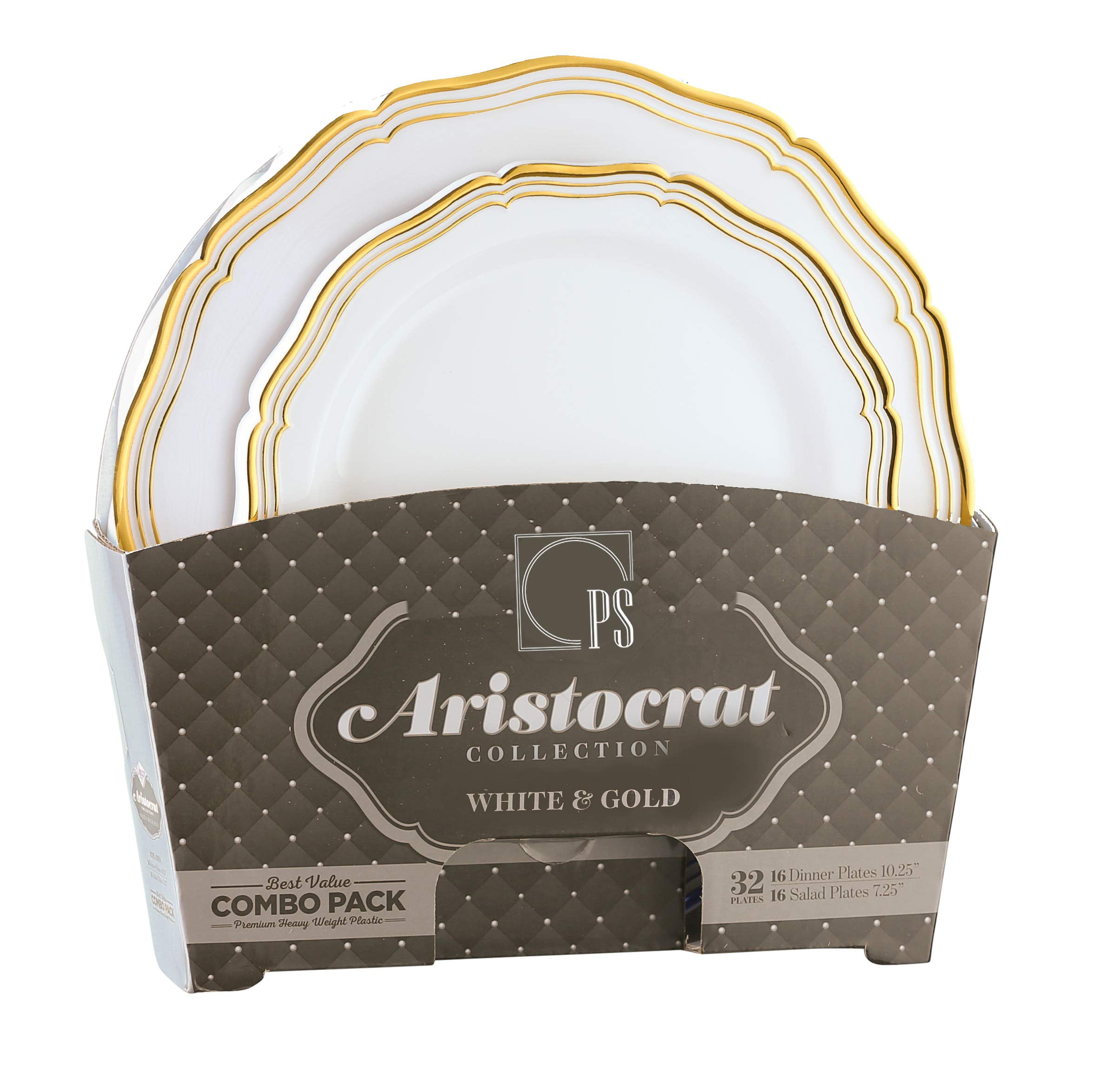 Posh Setting Elegant Gold Rimmed Plastic Plates for Weddings - 16 ...