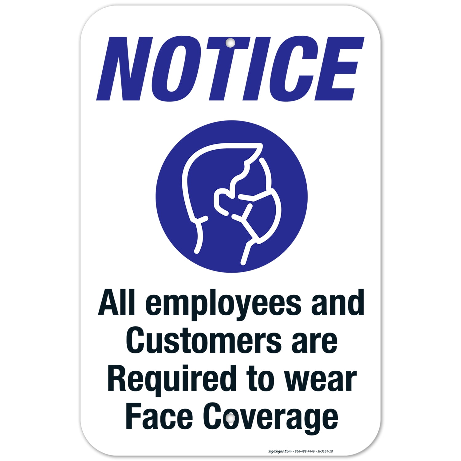 Face Mask Signs For Businesses Bilingual, 12x18 Aluminum - Walmart.com