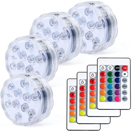 Waterproof Underwater Light, Multicolor 10LED Beads with RF Remote ...