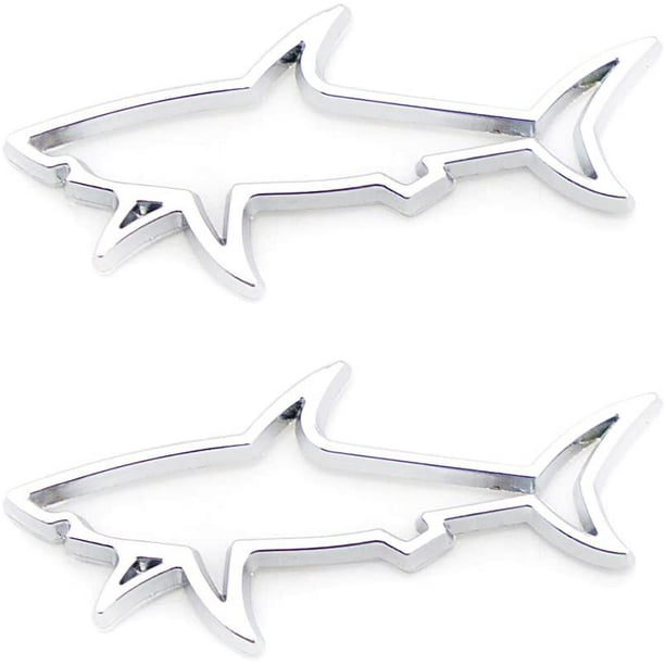 2Pc Hollow Fish Shark Emblem Premium Car Badge Sticker Fender Boot ...