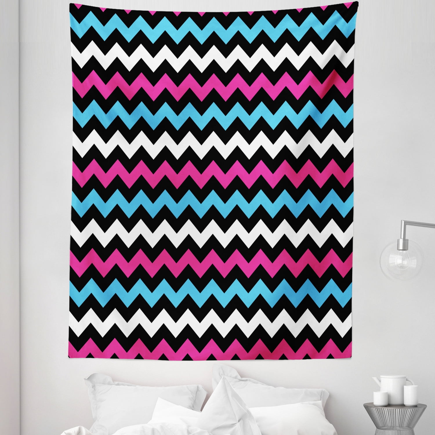 Chevron Tapestry, Colorful Zigzag Twisty Bands Winding Abstract Chevron ...