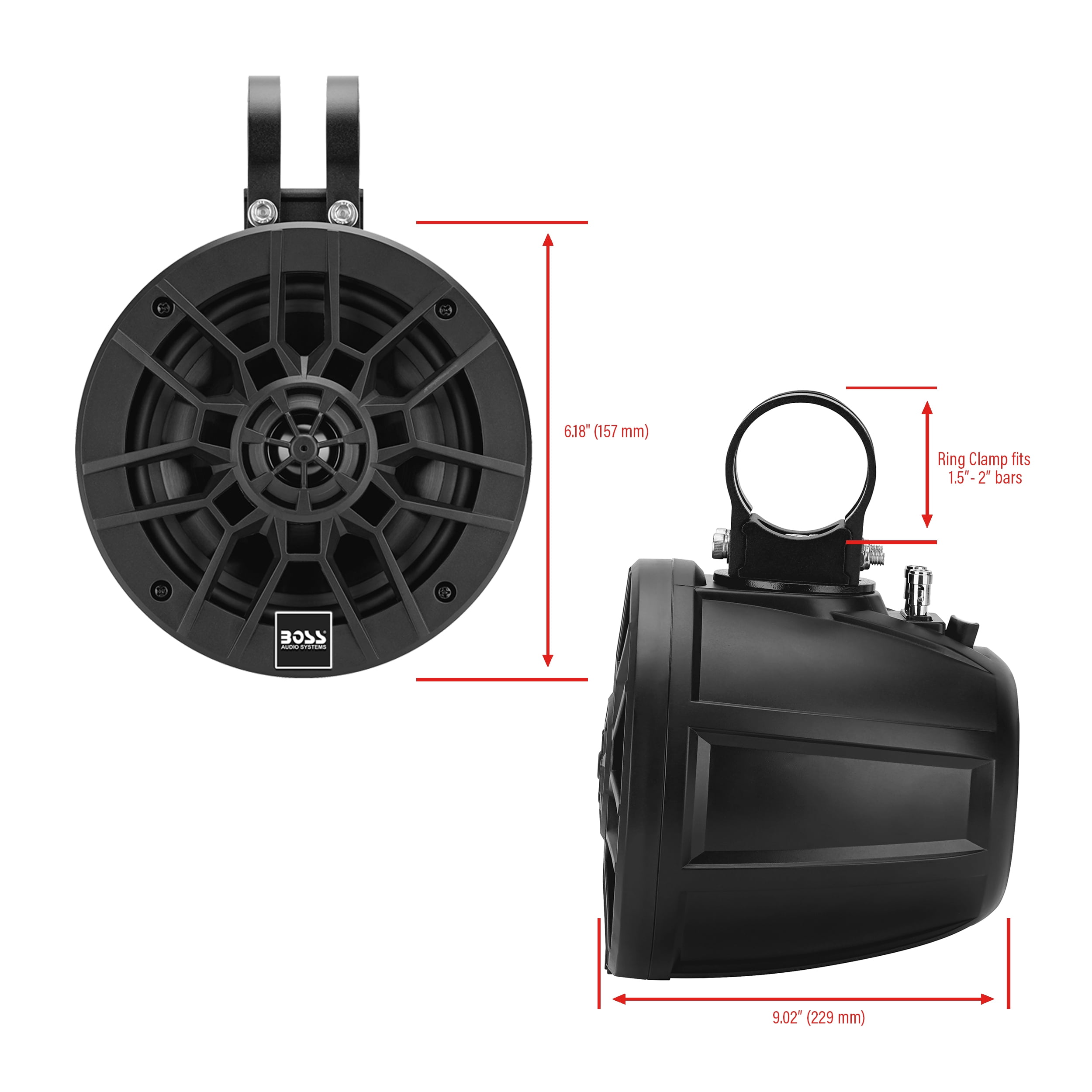 Buy BOSS Audio Systems B6ABT ATV UTV Marine Roll cage Waketower Speaker ...