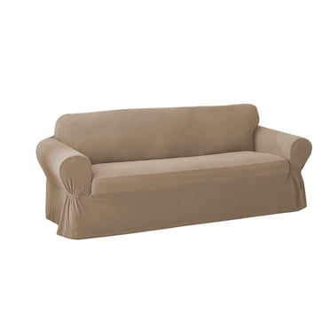 Mainstays Soft Touch Plush Stretch Fabric Sofa Slipcover, Grey, 1-Piece ...
