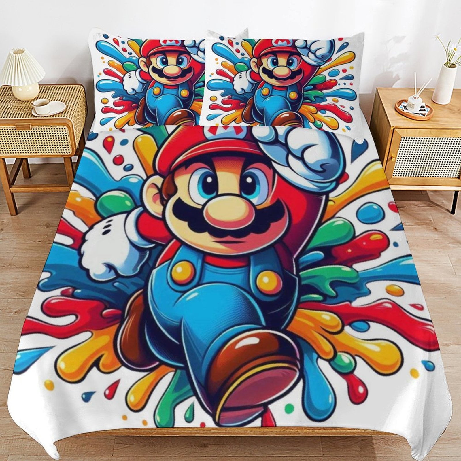 Super Mario 3-Piece Comforter Set for Bedroom, Super Mario Bedding Set ...