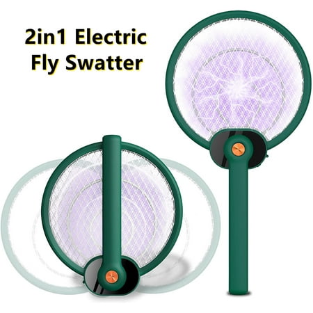 TEYJRY 2in1 Electric Fly Swatter Racket and Bug Zapper Racquet Trap ...